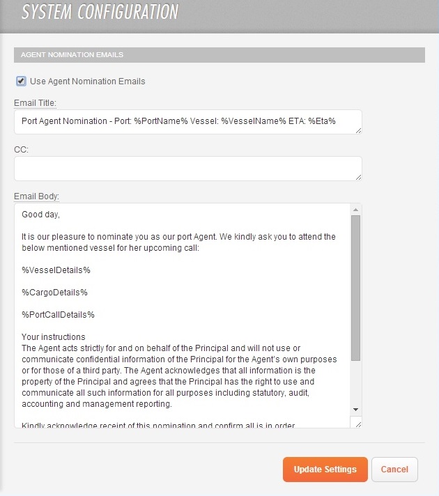Veslink - System Configuration